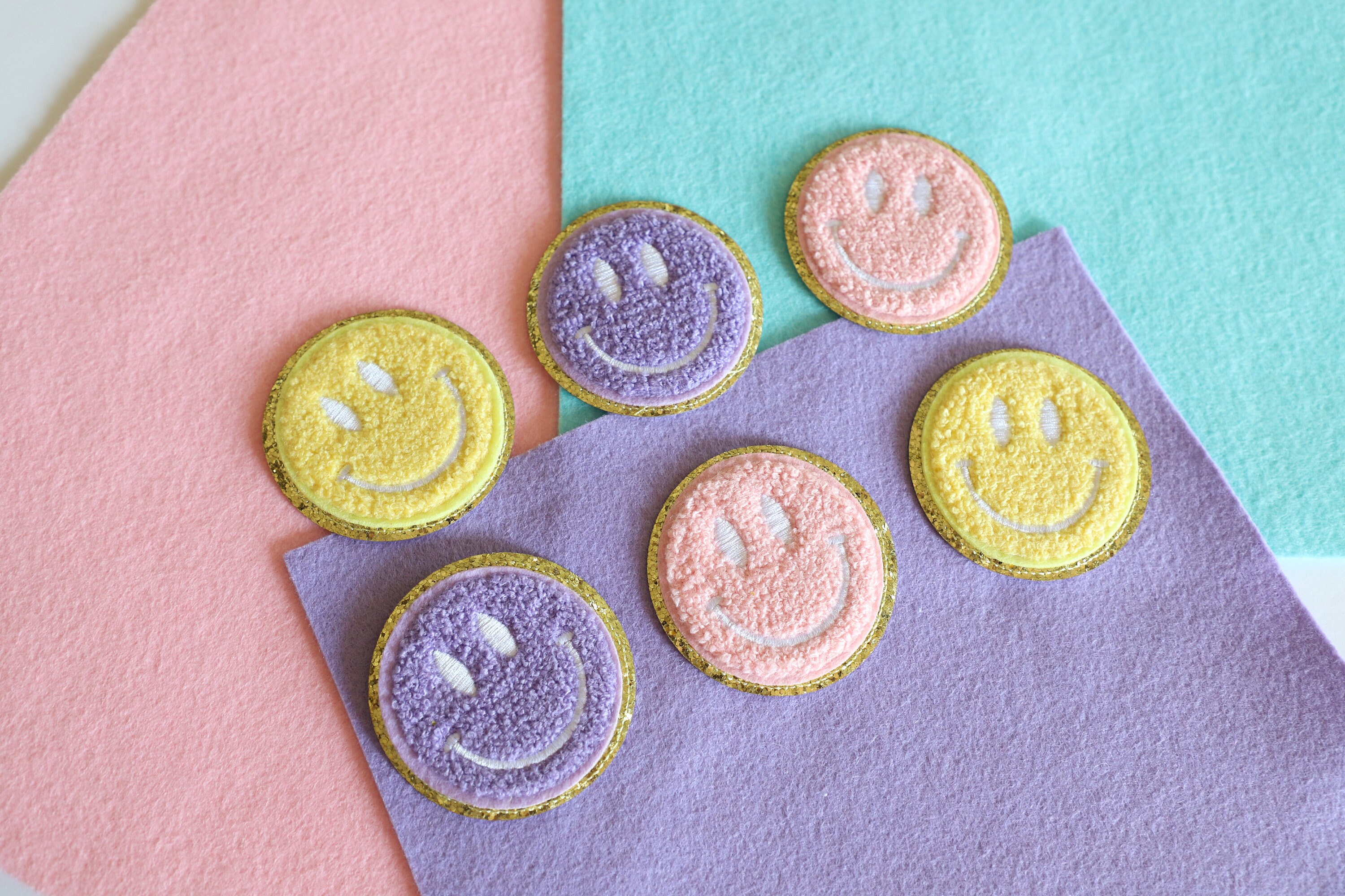 Smiley Face Glitter Varsity Patch Chenille Patch Chenille - Etsy