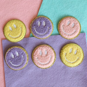 Smiley Face Glitter Varsity Patch - Chenille Patch - Chenille Letter ...