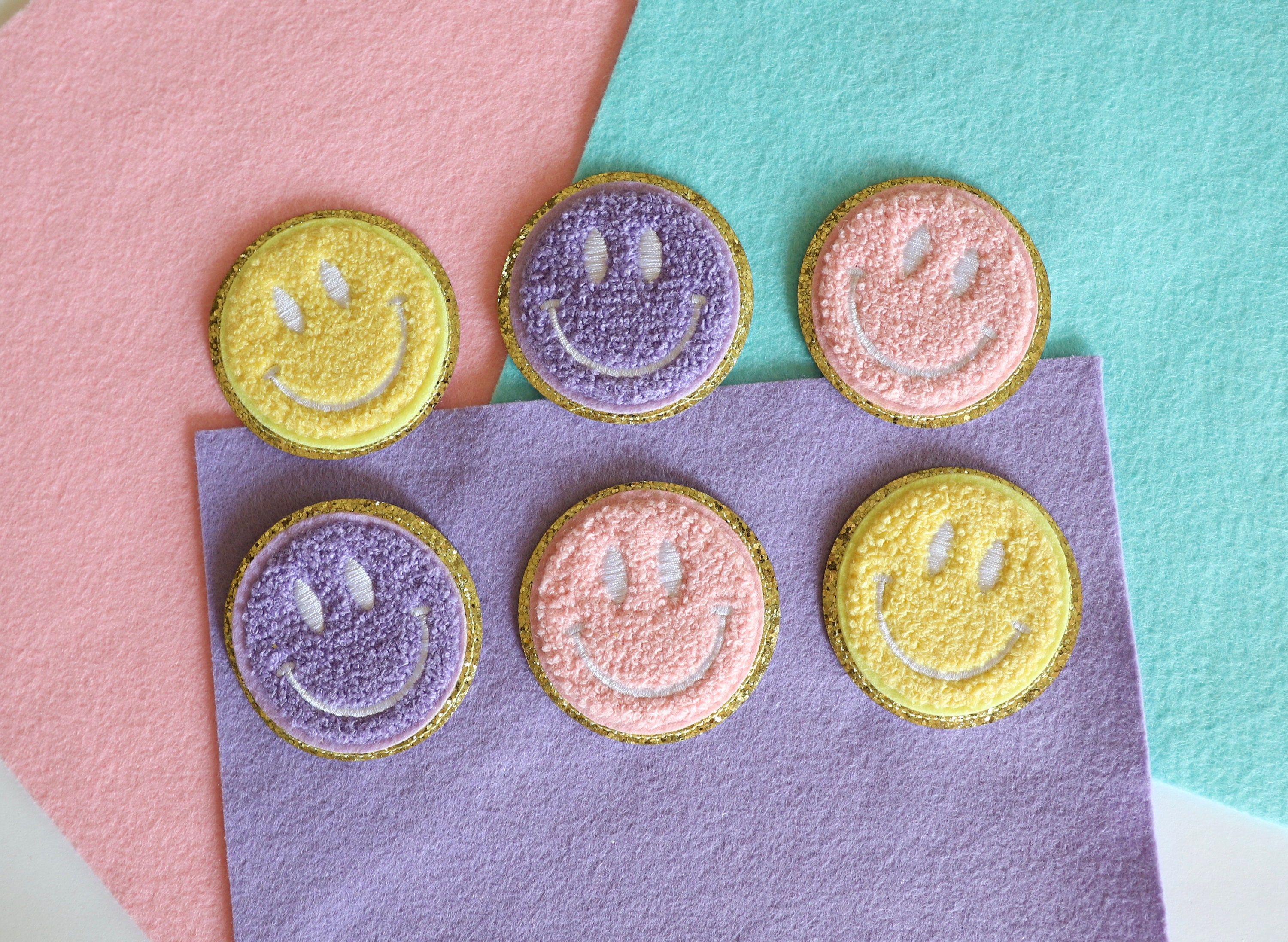 Smiley Face Glitter Varsity Patch Chenille Patch Chenille | Etsy