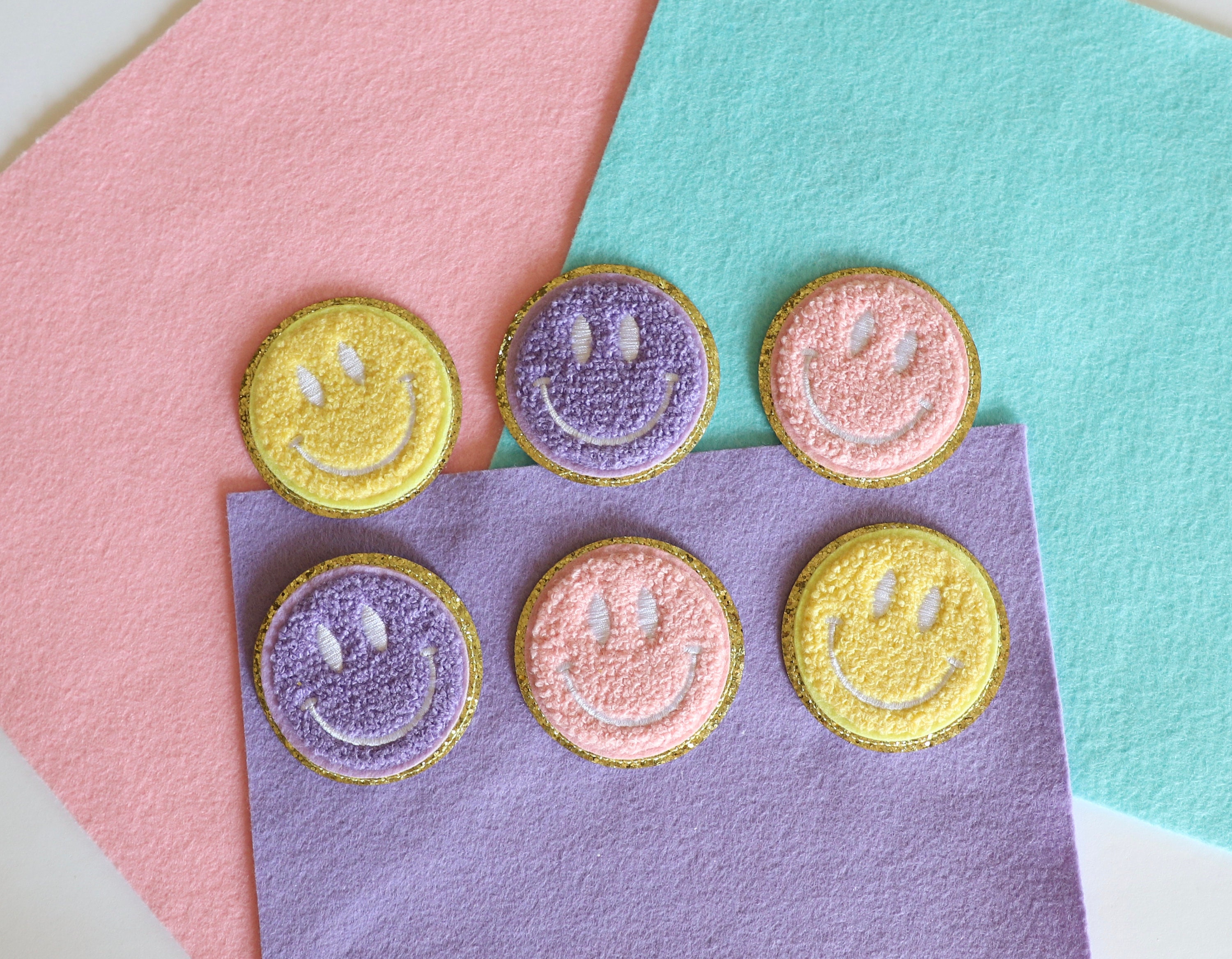 Smiley Face Glitter Varsity Patch Chenille Patch Chenille - Etsy