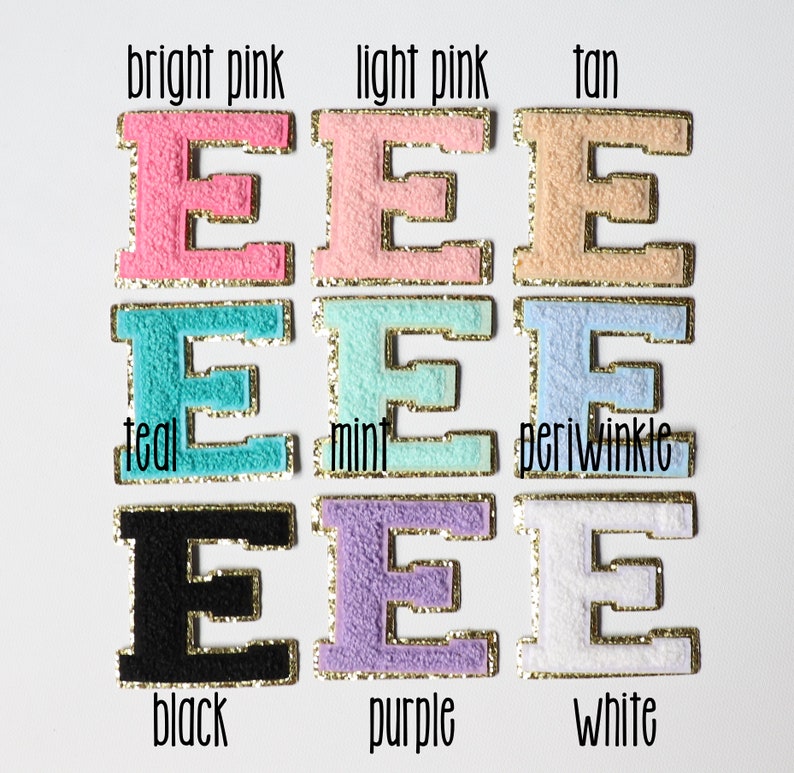 White and Gold Varsity Letter Chenille - Purple and Gold Glitter Patch ...