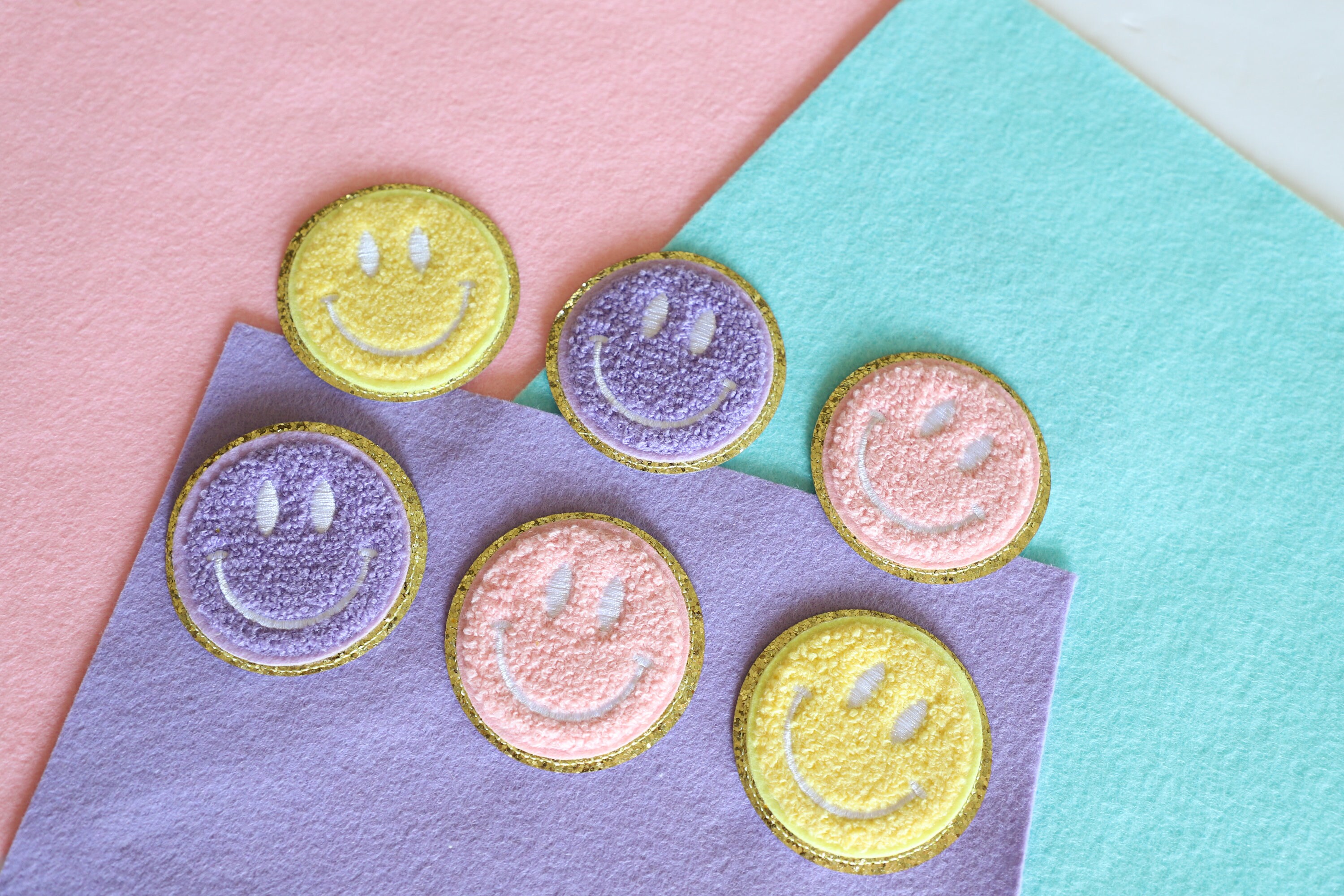 Smiley Face Glitter Varsity Patch Chenille Patch Chenille - Etsy