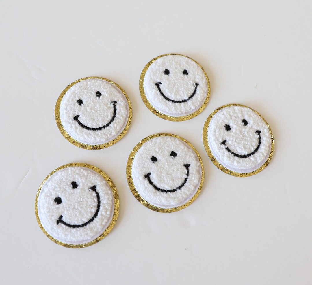 Smiley Face Glitter Varsity Patch - Chenille Patch - Chenille Letter ...