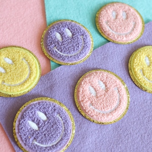Smiley Face Glitter Varsity Patch - Chenille Patch - Chenille Letter ...