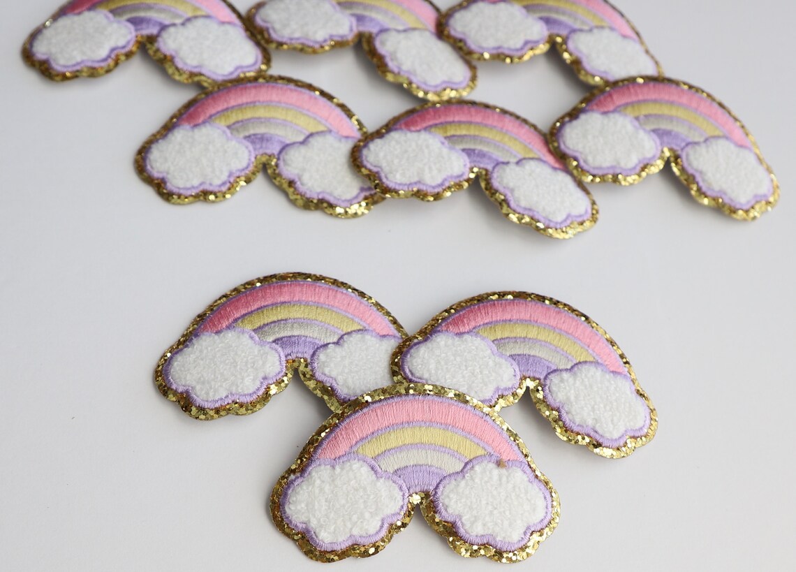 Rainbow Glitter Varsity Patch - Chenille Patch - Chenille Letter - Iron ...