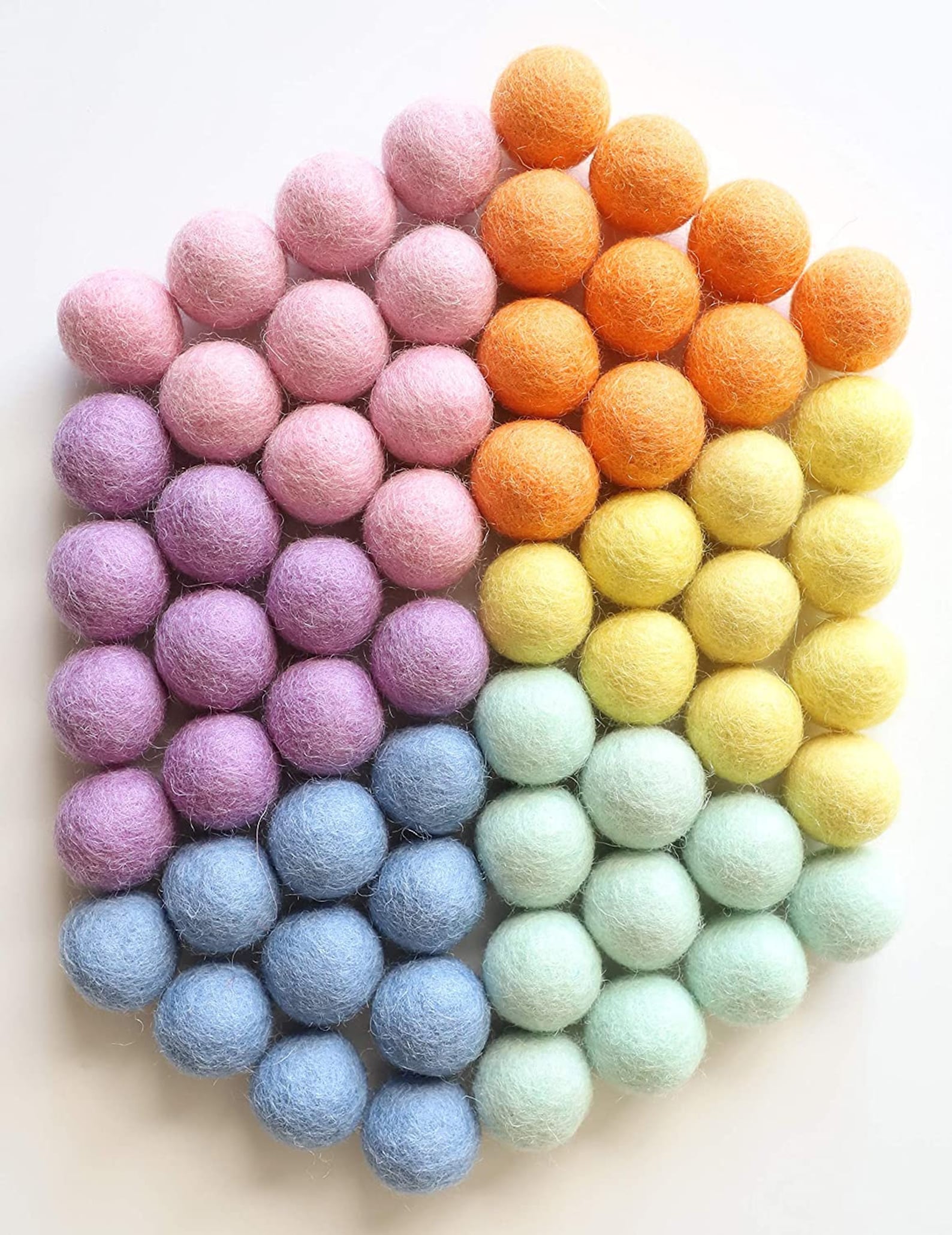 Pastel Felt Balls - Pastel Rainbow Felt Pom Poms - Rainbow Felt Ball ...