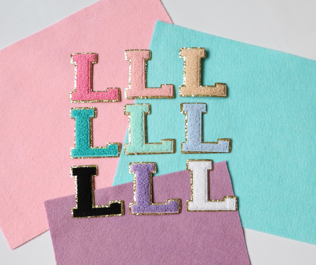 White and Gold Varsity Letter Chenille - Purple and Gold Glitter Patch ...