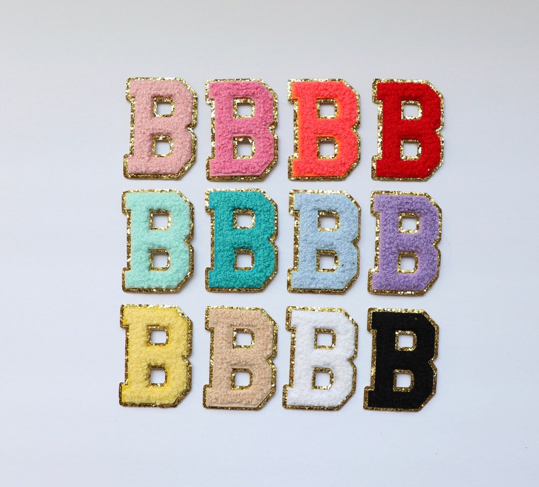 2" Stick on Gold Varsity Letter Chenille Sticker Patches, Glitter ...