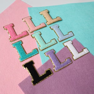 White and Gold Varsity Letter Chenille - Purple and Gold Glitter Patch ...