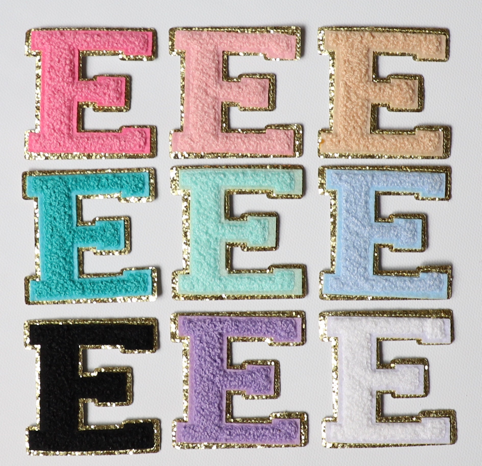 E Colorful Chenille Embroidered Letters Applique Patch | Etsy