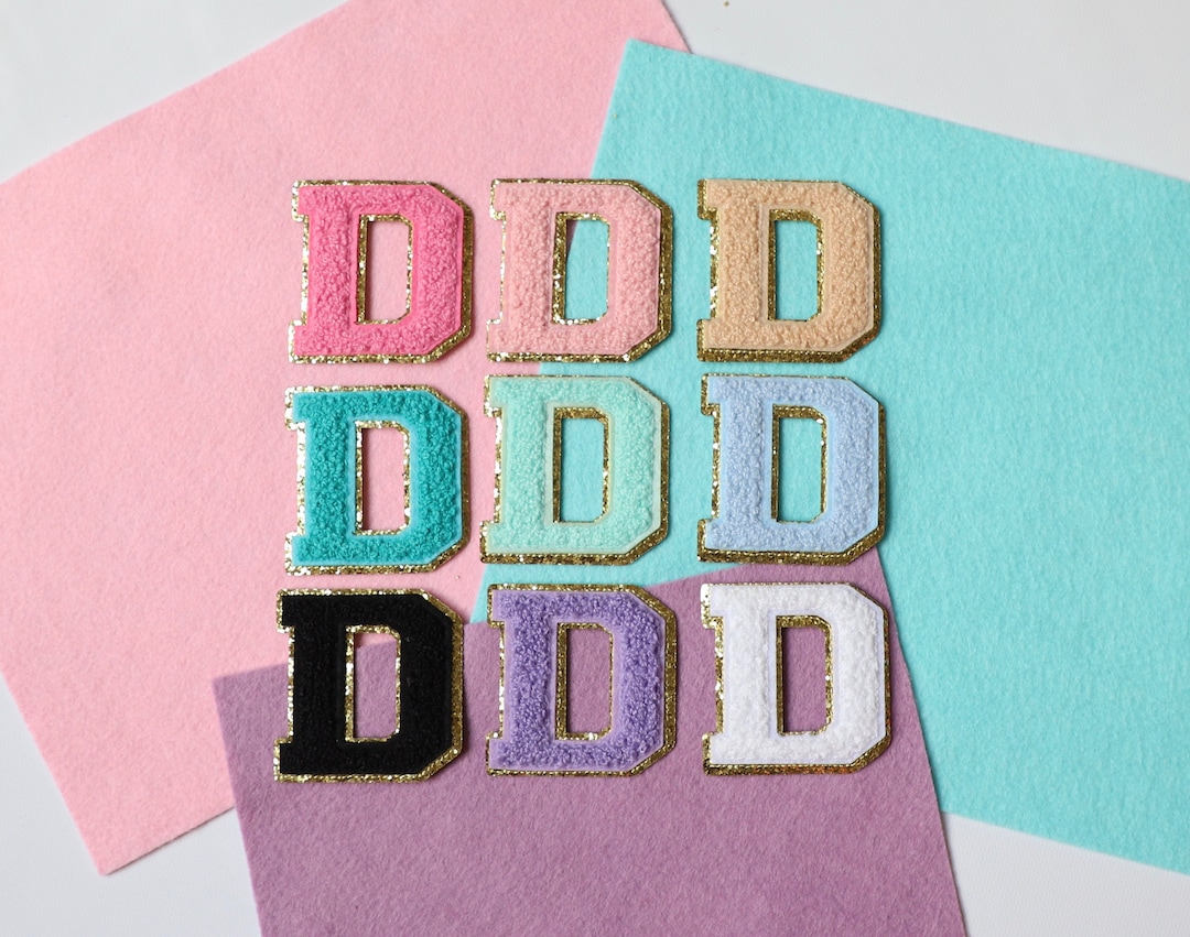 Iron on Varsity Personalized Chenille Bling Letter Patches - Pink ...