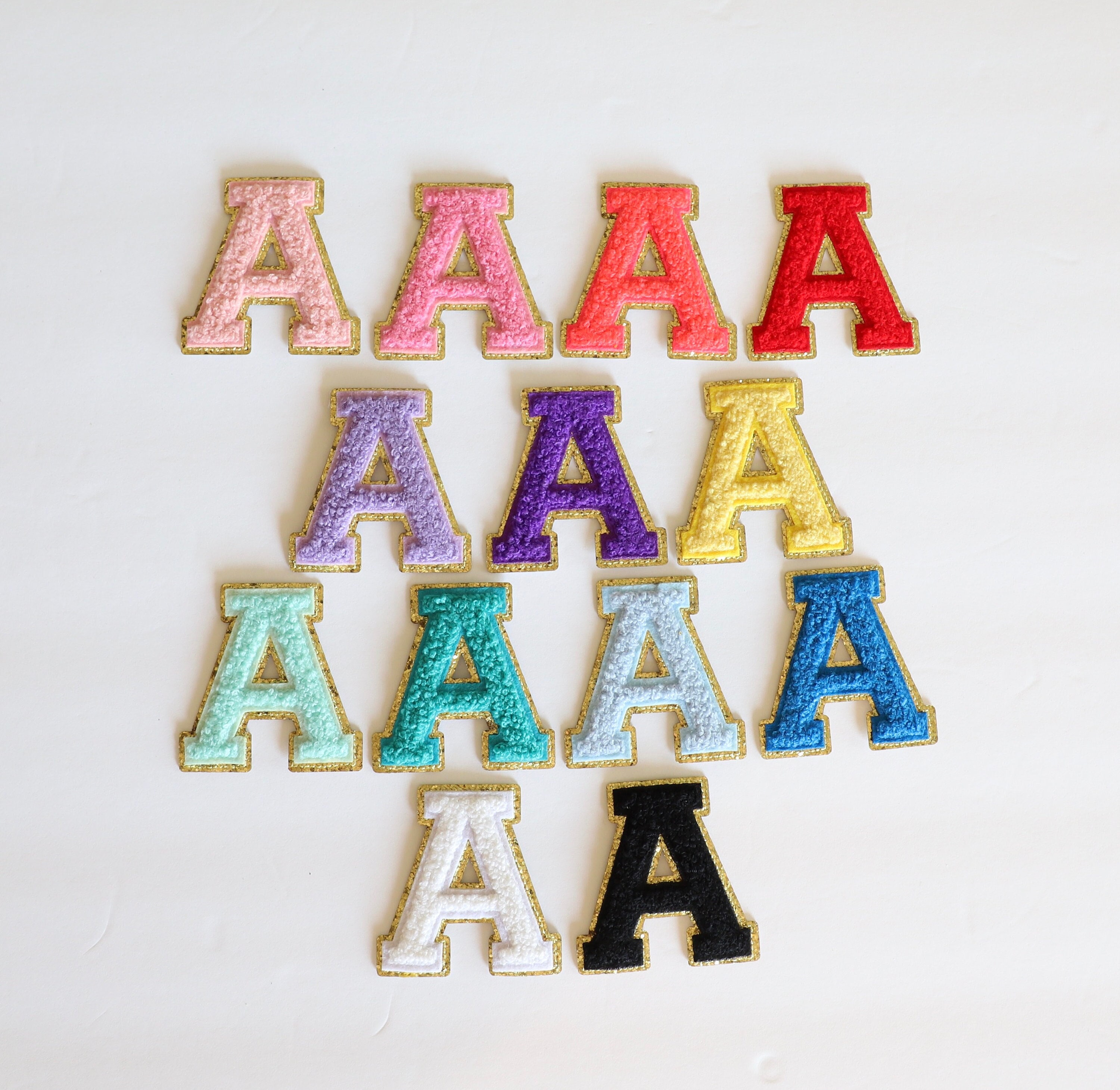 Stick on Gold Varsity Letter Chenille Sticker Patches Glitter - Etsy