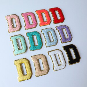 2" Stick on Gold Varsity Letter Chenille Sticker Patches, Glitter ...