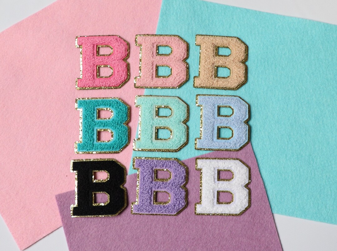 Chenille Glitter Varsity Initial Patch, Glitter Varsity Patch, Chenille ...