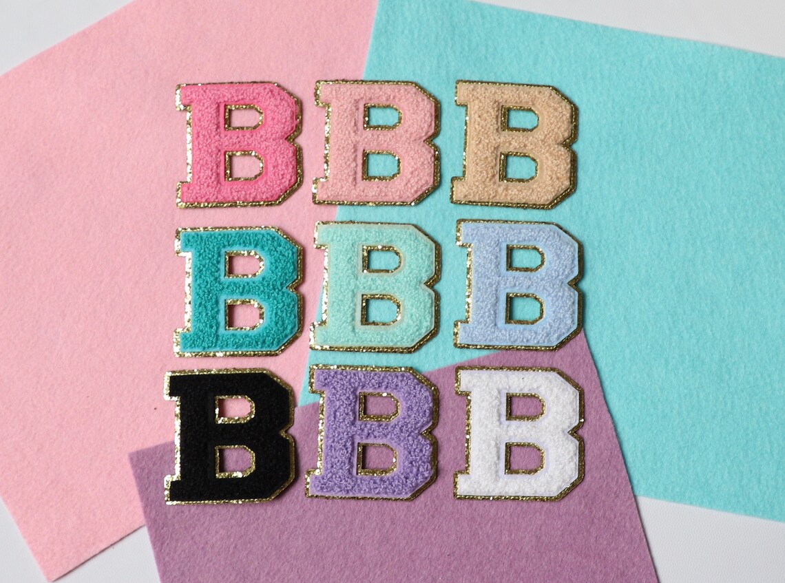 Chenille Glitter Varsity Initial Patch Glitter Varsity Patch | Etsy