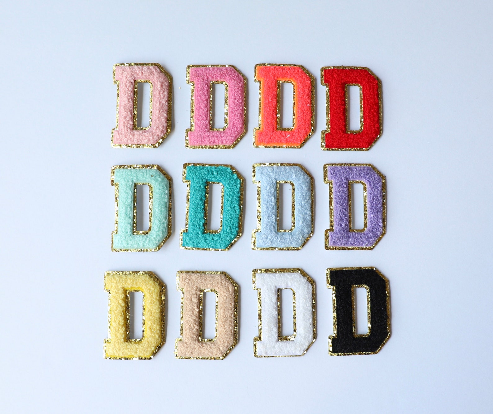 2" Stick on Gold Varsity Letter Chenille Sticker Patches, Glitter ...