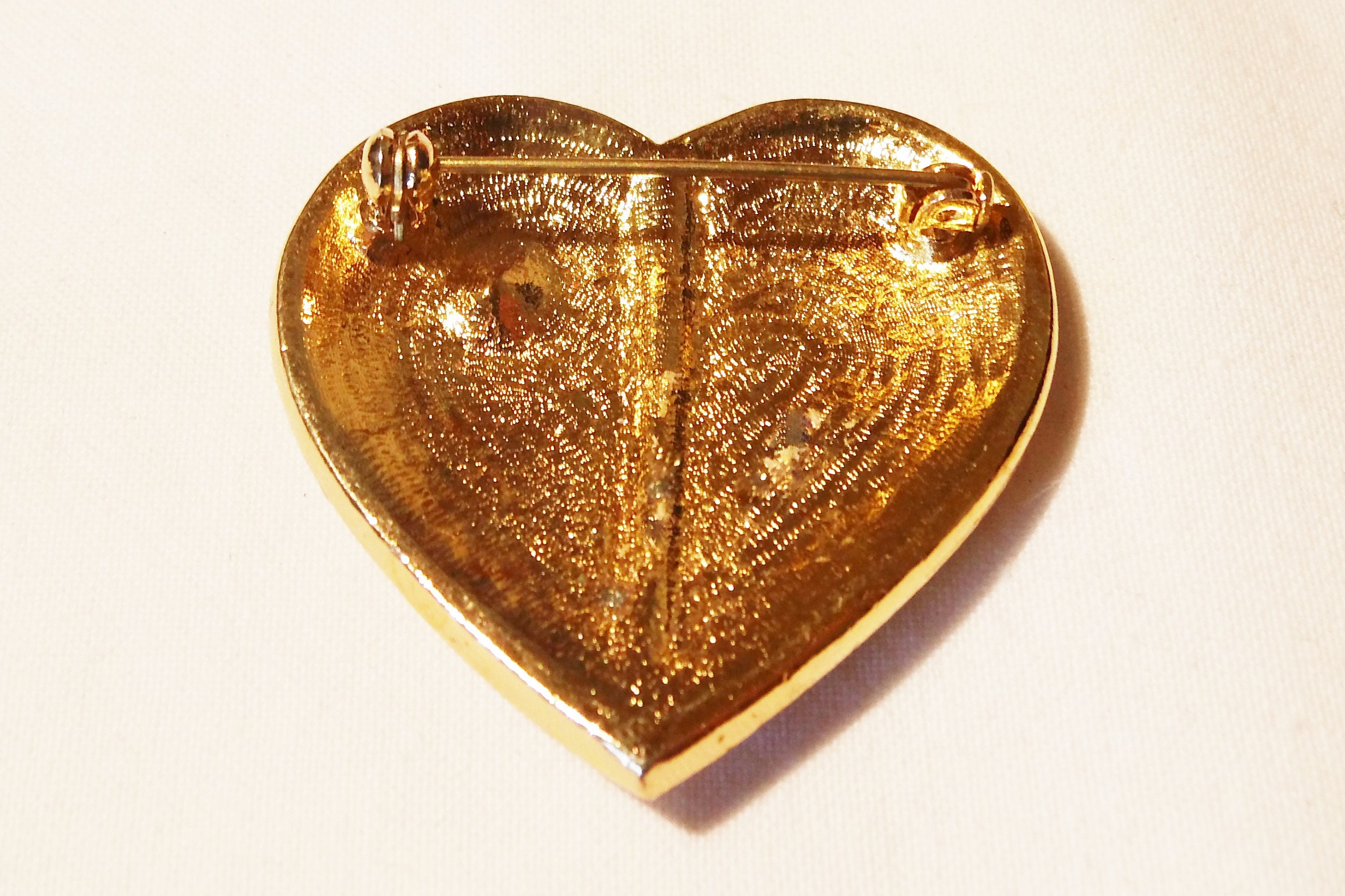 Sparkling Heart Brooch Brooch Gold Rhinestone Heart Large - Etsy UK