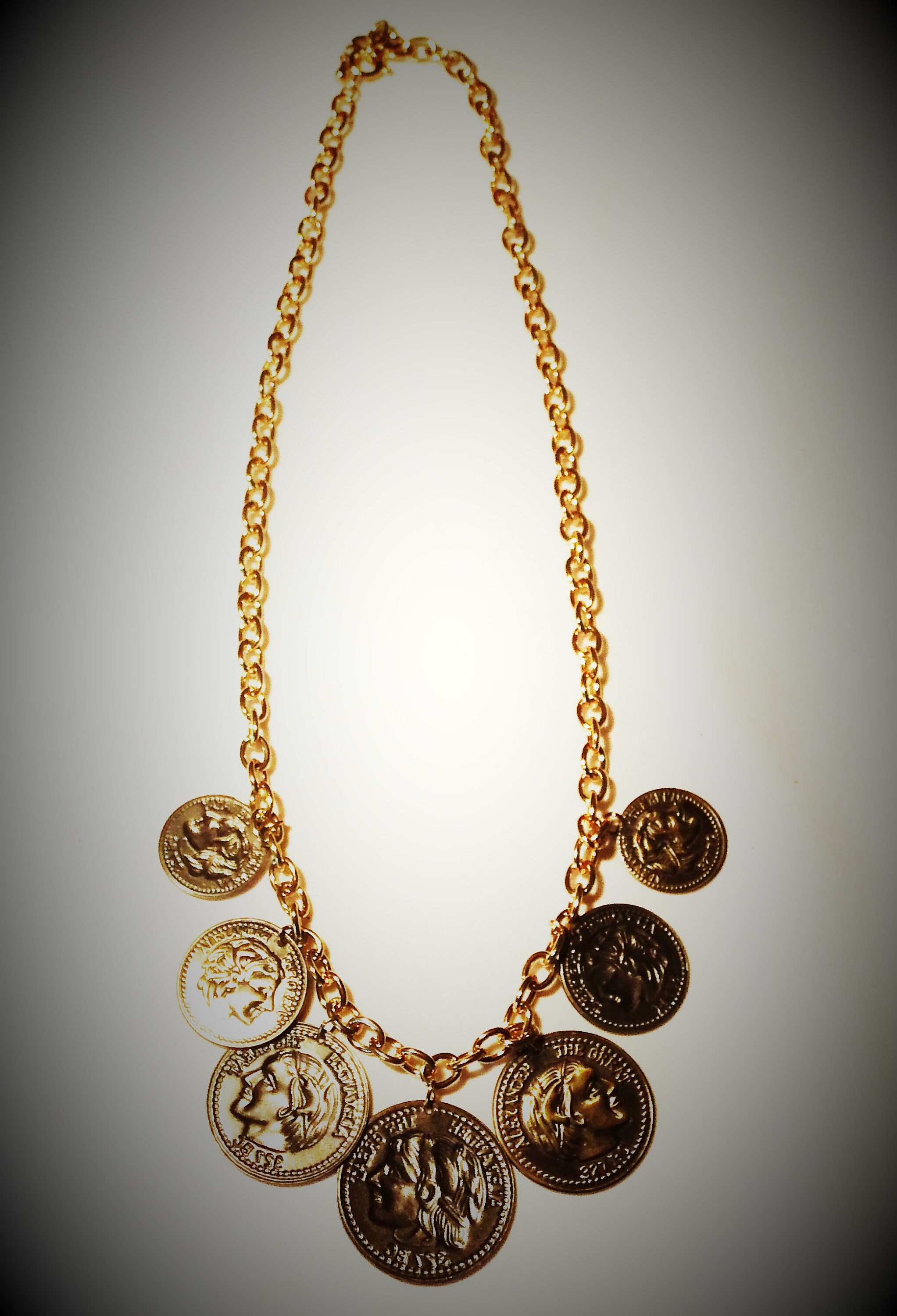 Vintage Necklace With Coins Gold/bronzeshort Coin Chain - Etsy UK