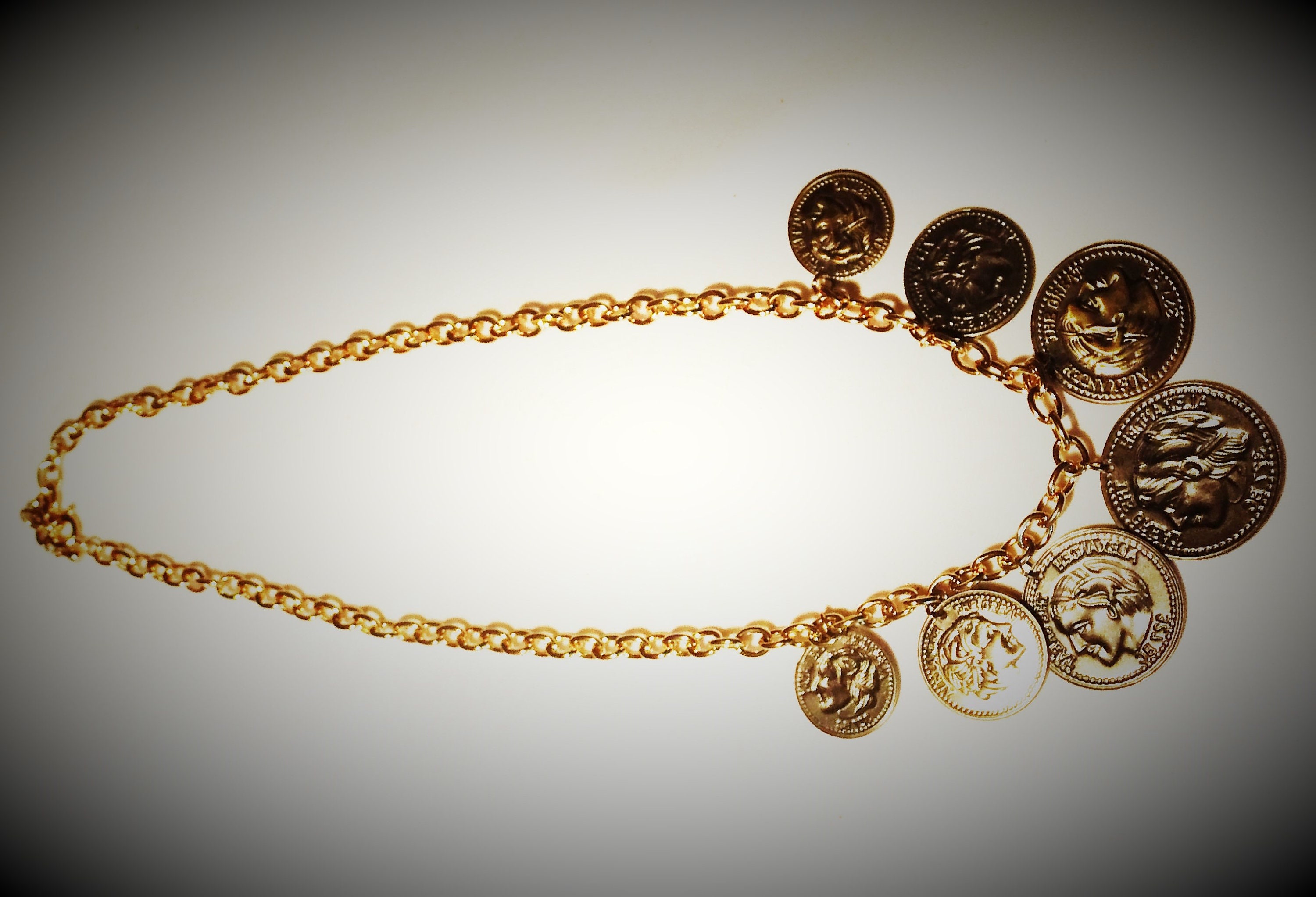 Vintage Necklace With Coins Gold/bronzeshort Coin Chain - Etsy UK