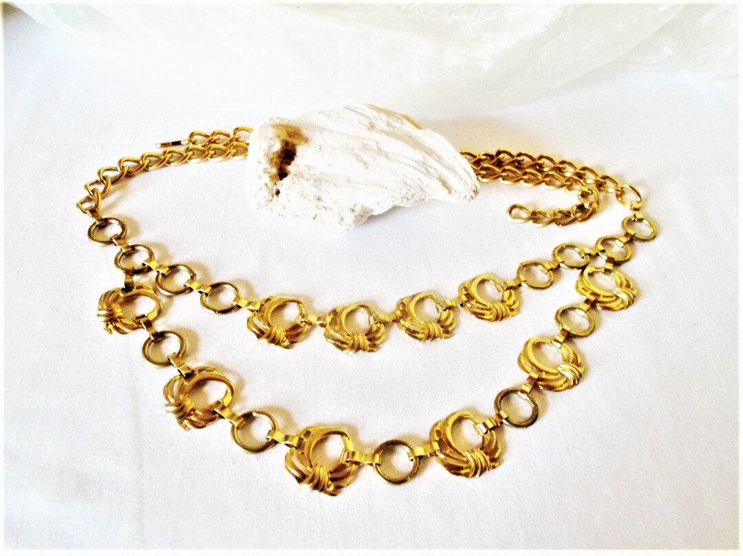 Metal Belt Gold-colored Two-link, Chain Belt 70s, Gift Women, Belt ...