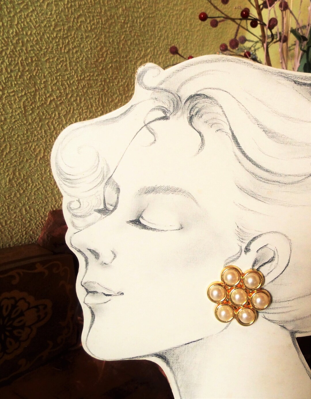 Earrings Large Pearl Flower of the 80s Boho Gift Women - Etsy