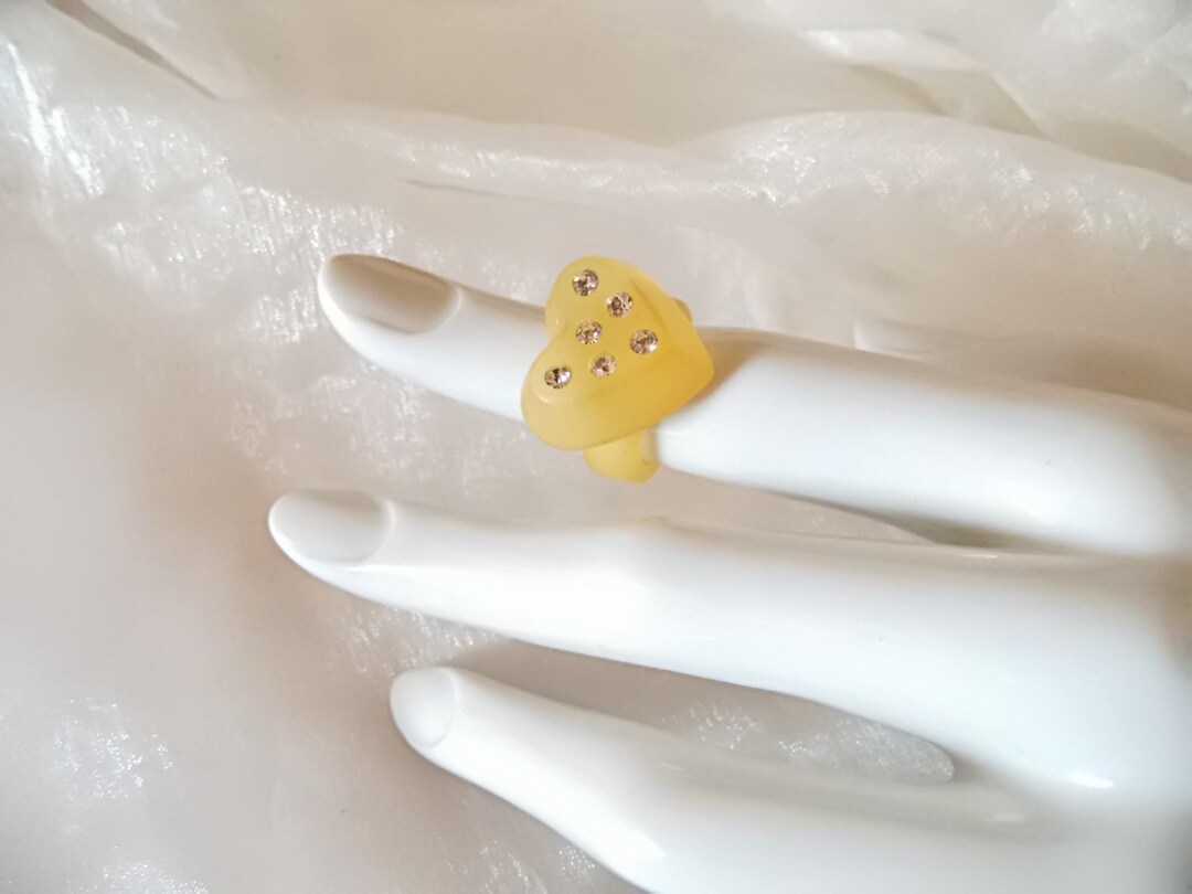 Small Pastel-colored Plastic Heart Rings With Glitter Stones From the ...
