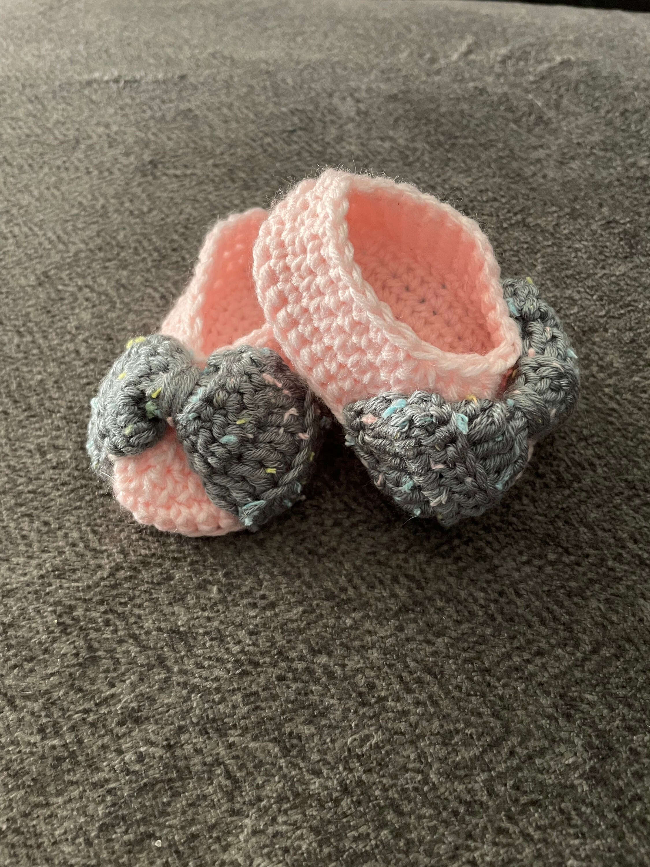Pink and Gray NB Baby Booties - Etsy
