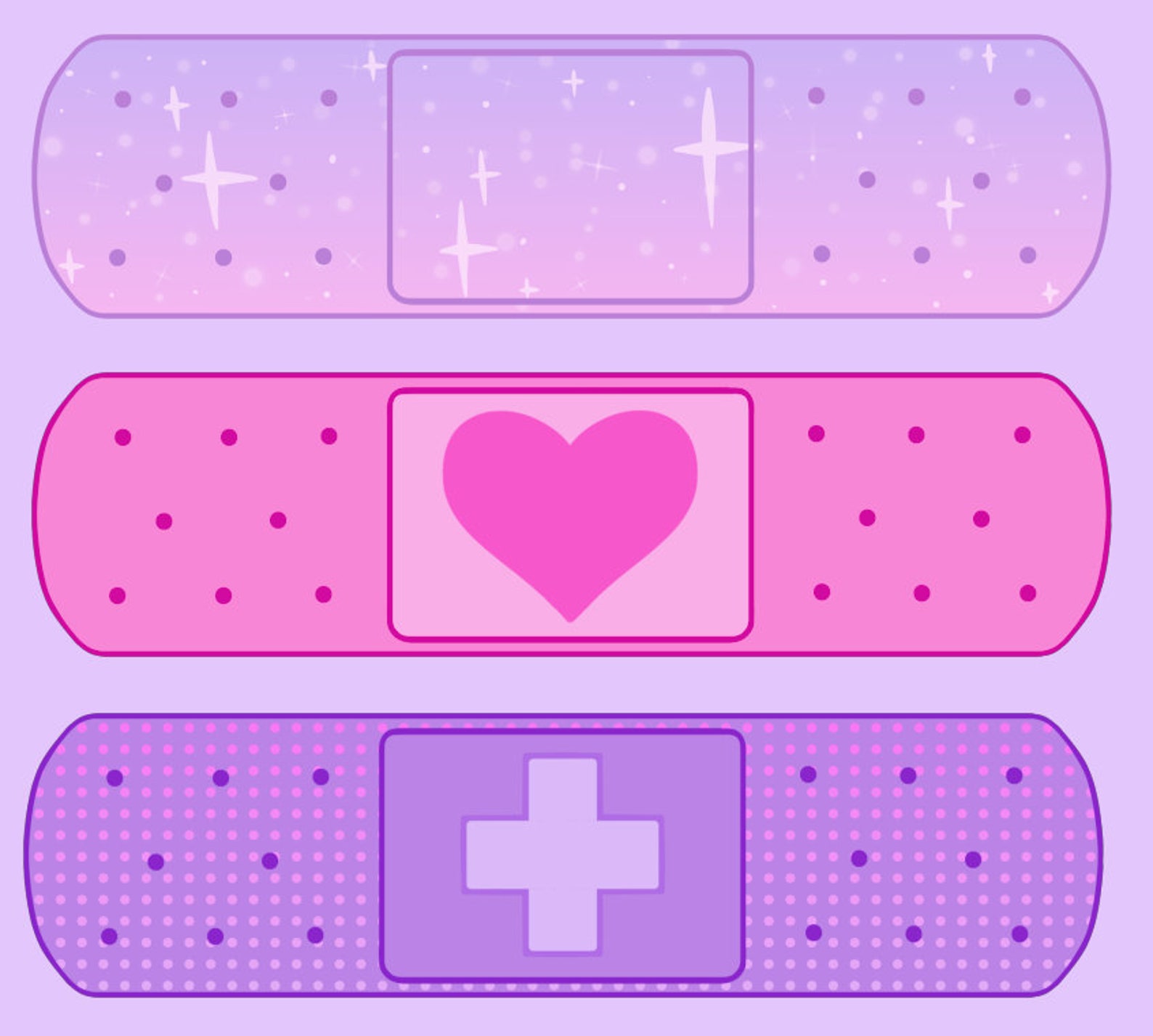 12 Pack Pinks & Purples Menhera Bandage Stickers | Etsy