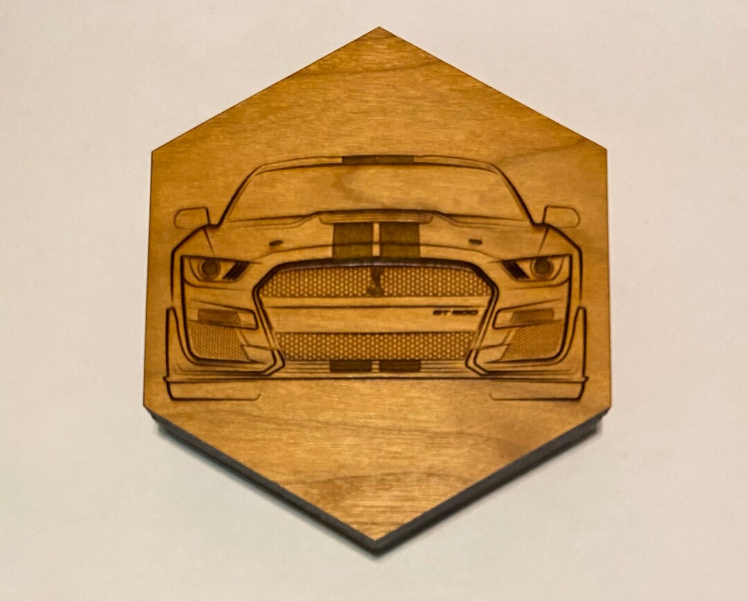GT500 Coasters: Laser Engraved Cherry Wood, Man Cave Gift (4 Pack) - Etsy
