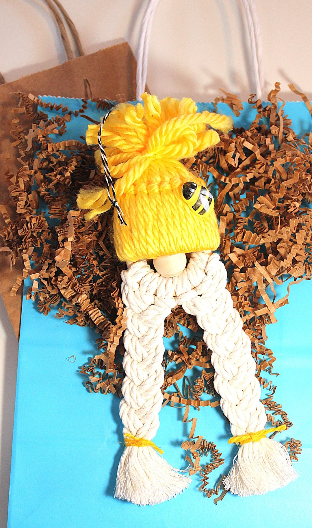 Bumble Bee Macrame Gnome Ornament - Etsy