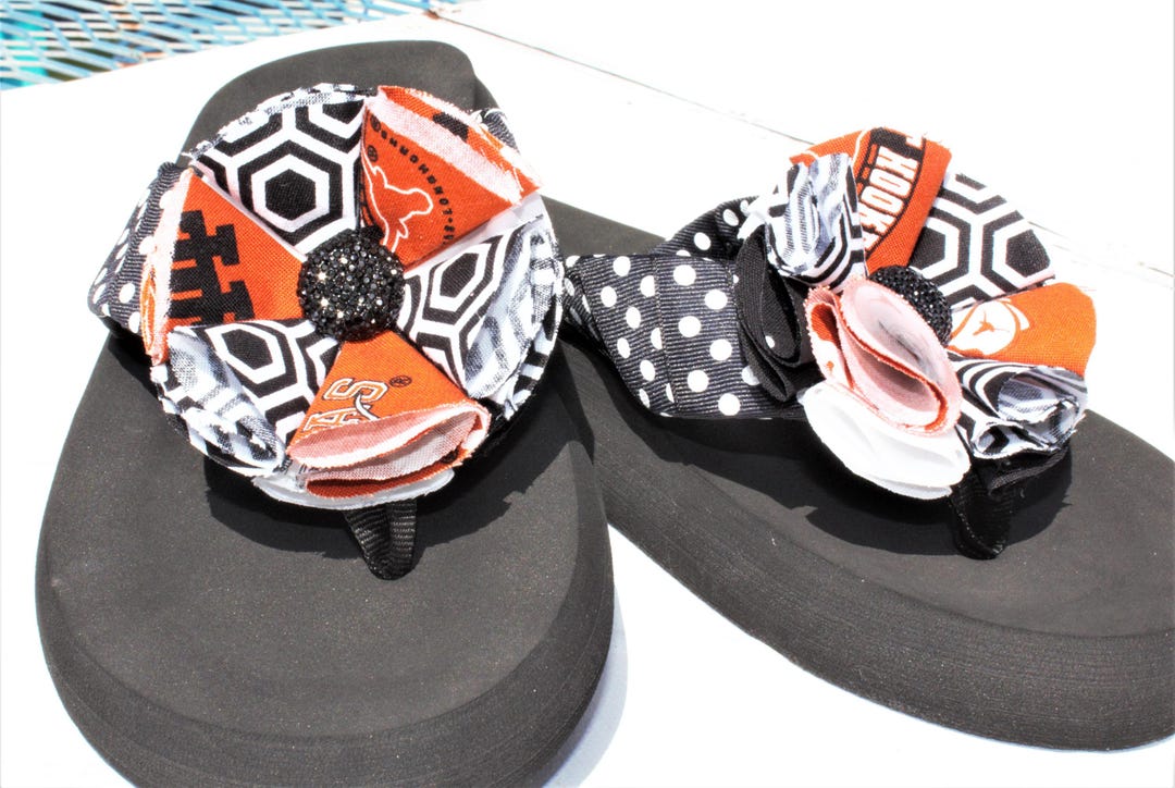 Orange and White Football Flip Flops; Size 6 - Etsy