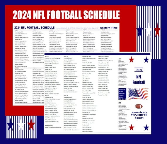 Nfl schedule printable store