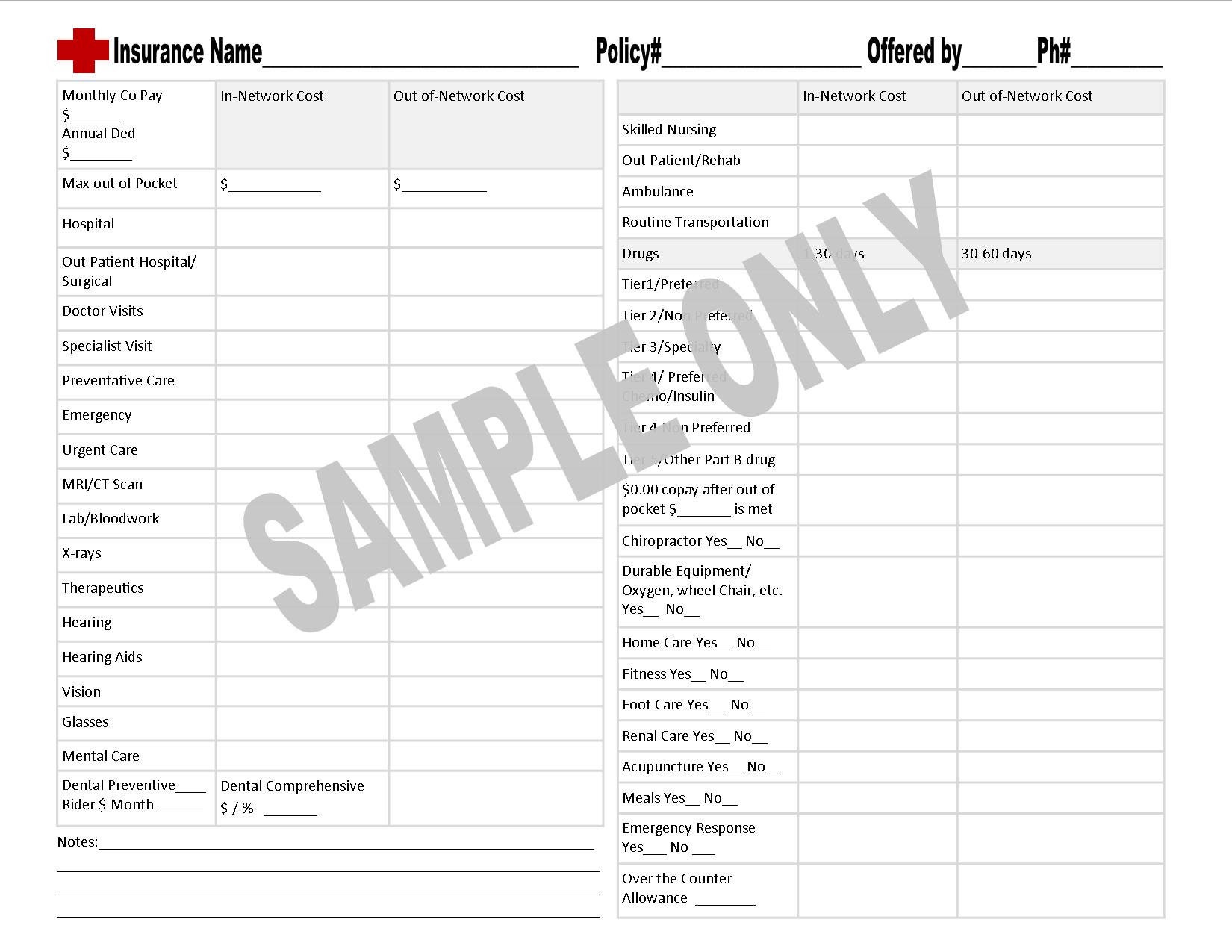 Digital Download and Print Healthcare Plan Comparison Chart - Etsy