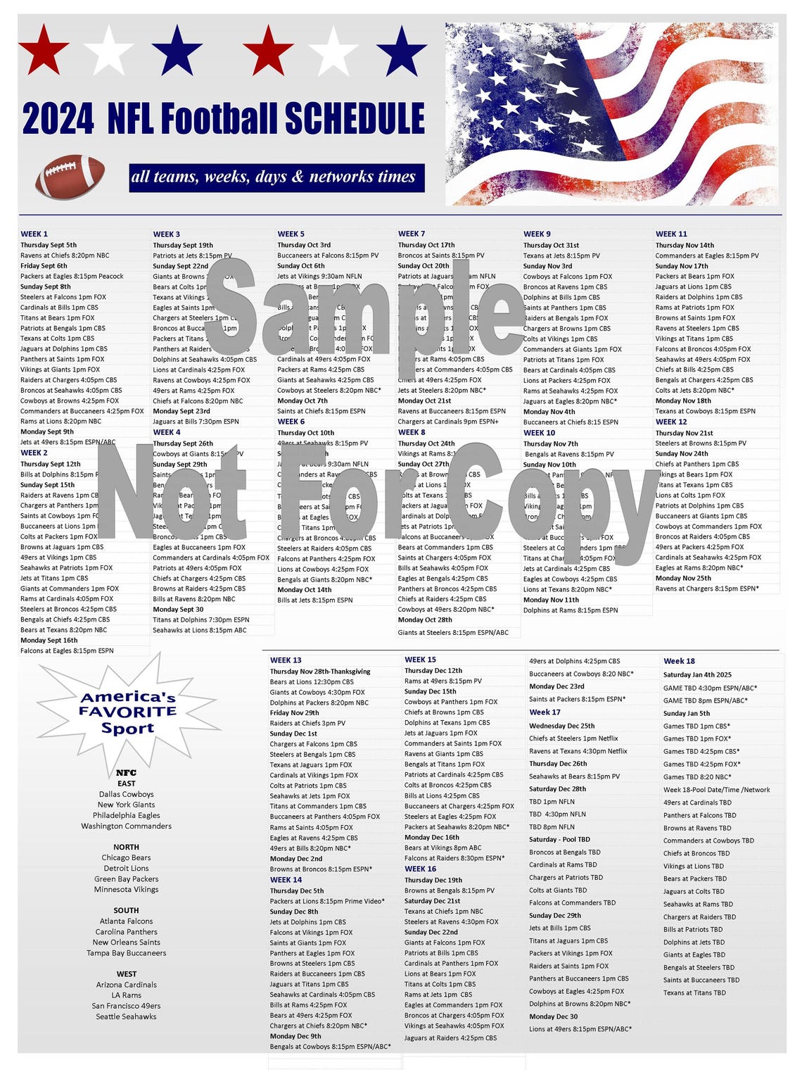 2024 NFL FOOTBALL POSTER - Etsy