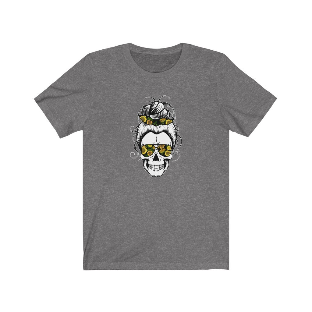 Messy Bun Shirt, Messy Bun Skull Shirt, Sunflowers, Bun Hair Shirt ...