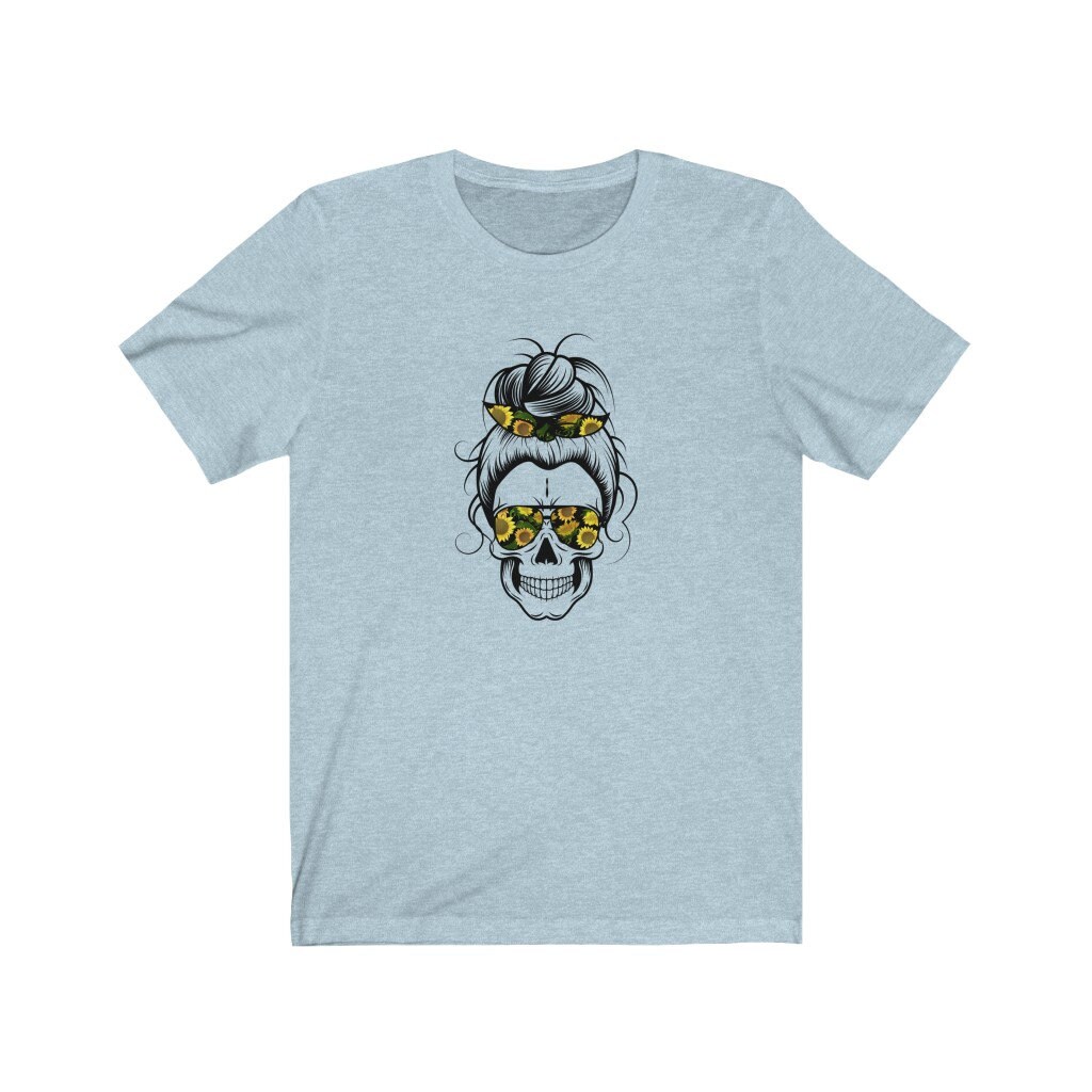 Messy Bun Shirt, Messy Bun Skull Shirt, Sunflowers, Bun Hair Shirt ...