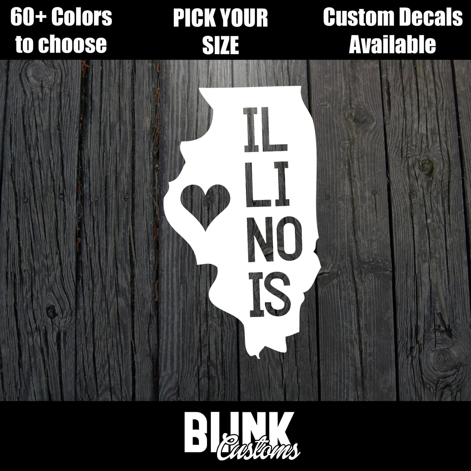 I Heart/love Illinois State Window Decal Sticker ALL 50 - Etsy