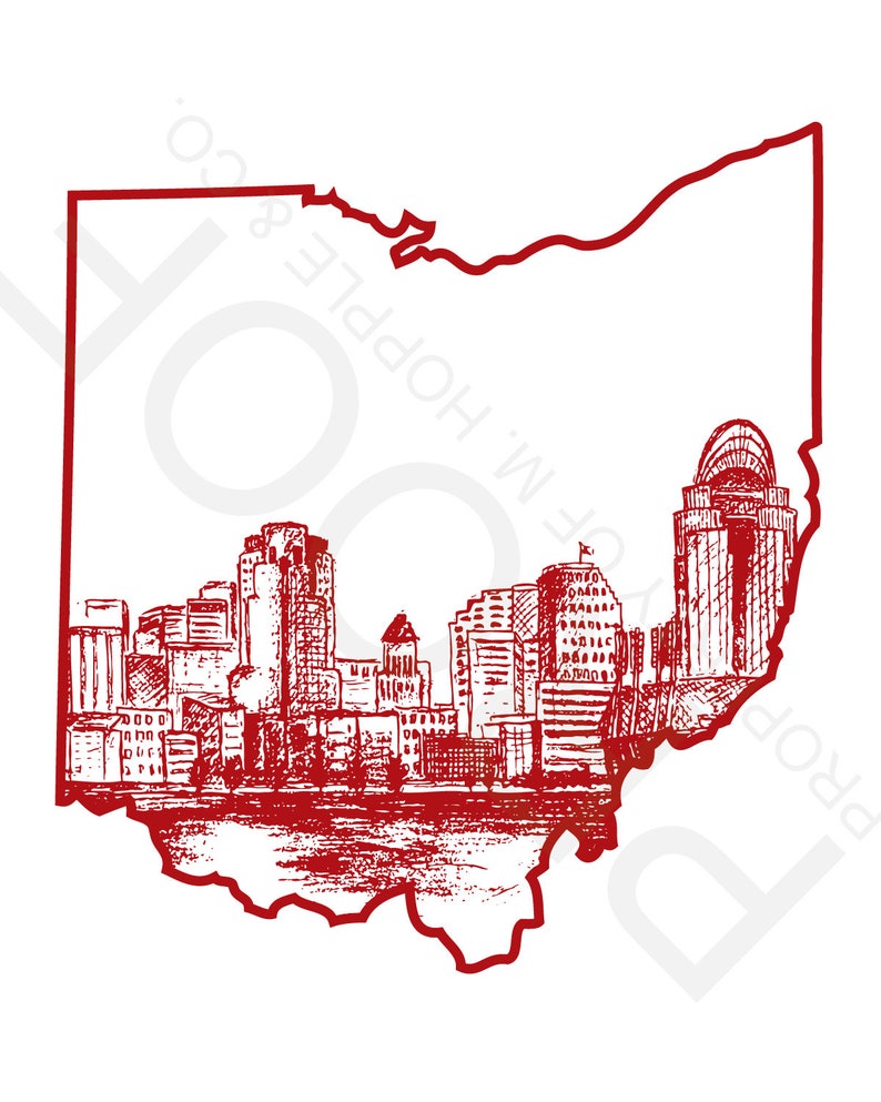 Cincinnati Skyline Ohio Silhouette Art Print - Etsy