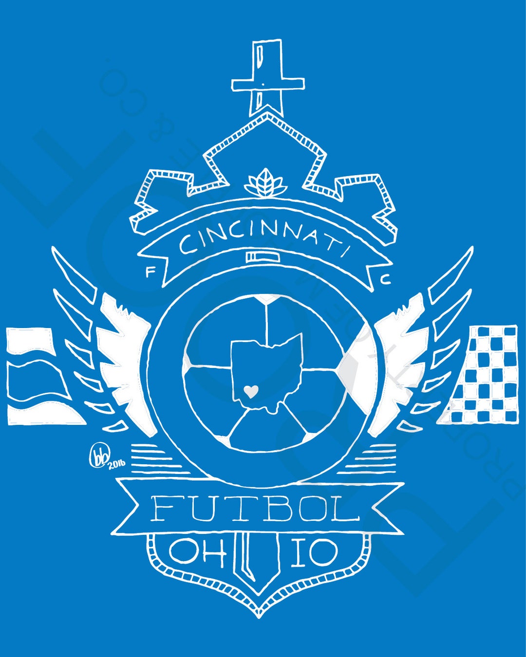 Cincinnati Futbol Club Crest Blue & White Art Print - Etsy