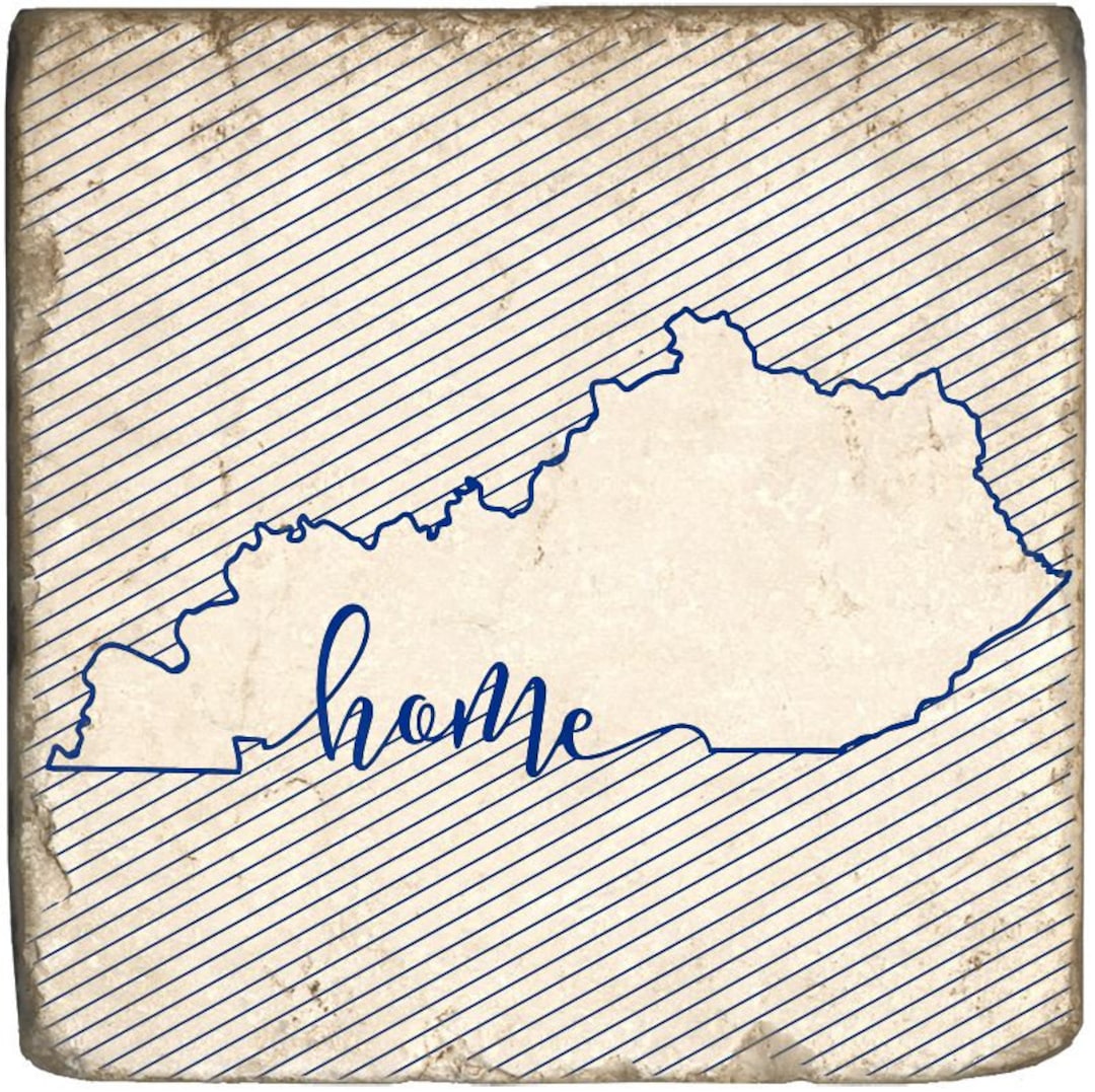 Blue Kentucky Home Striped Marble Coaster - Etsy