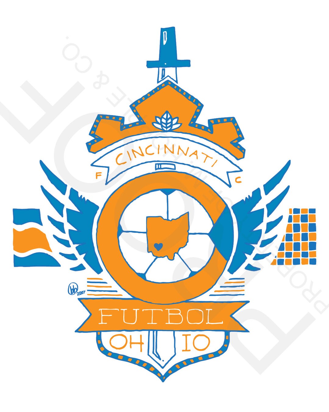 Cincinnati Futbol Club Crest Blue & Orange Art Print - Etsy