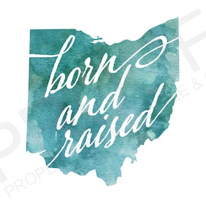 Ohio Watercolor Born & Raised Postcard - Etsy