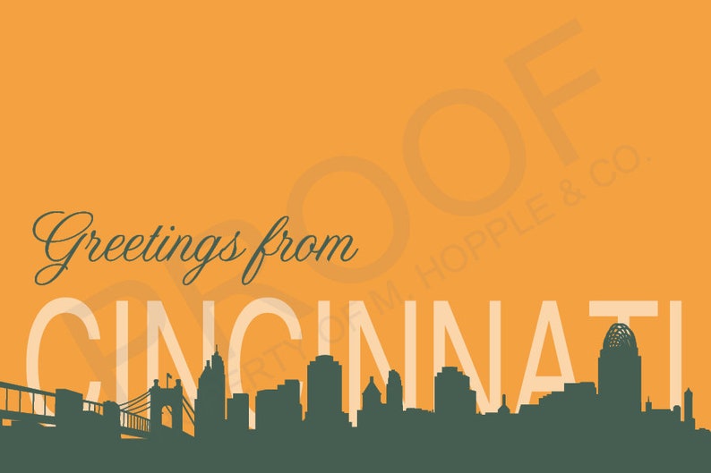 Greetings From Cincinnati, Ohio Skyline Postcard - Etsy