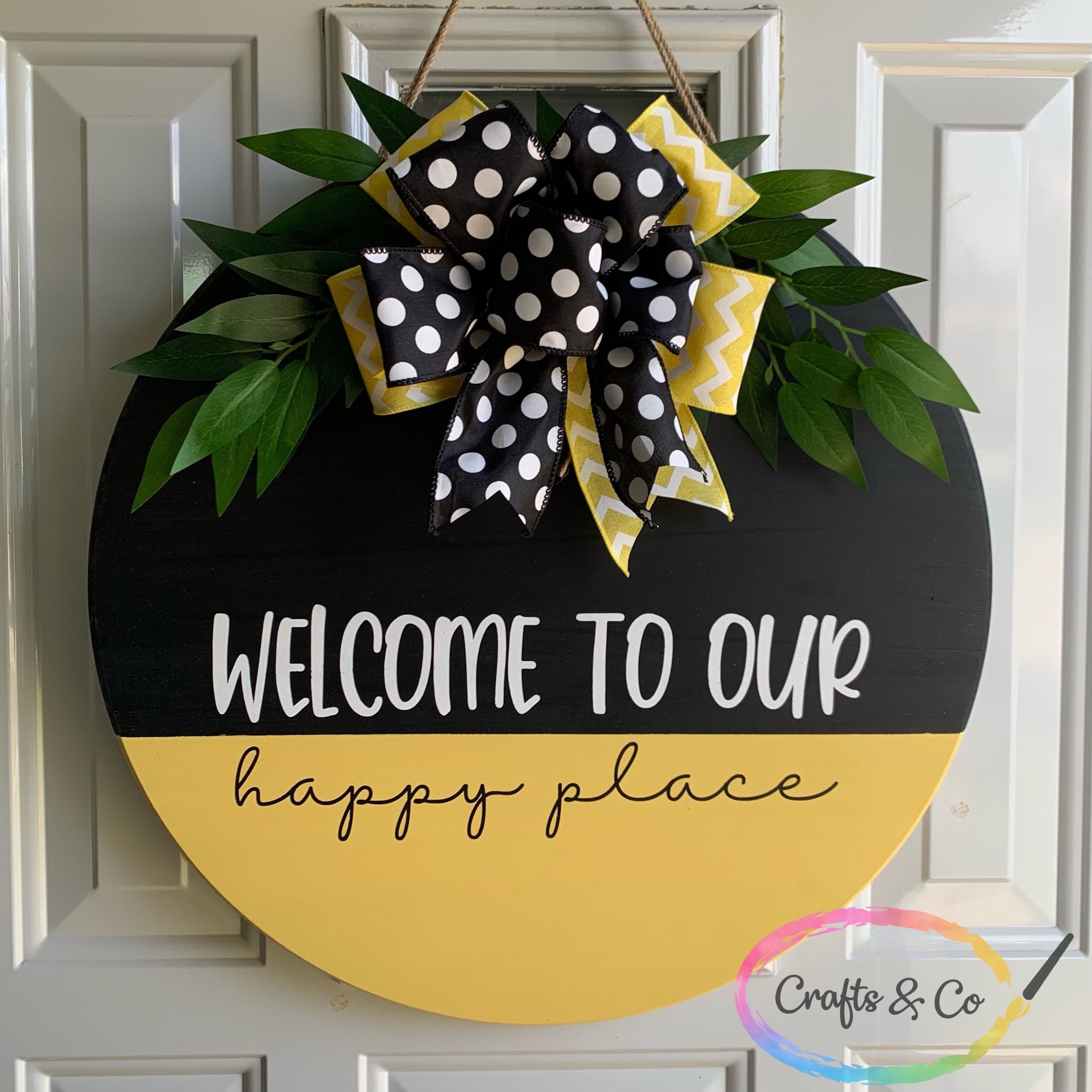 SVG Welcome to Our Happy Place, Door Hanger, Round, Framed, Sign ...