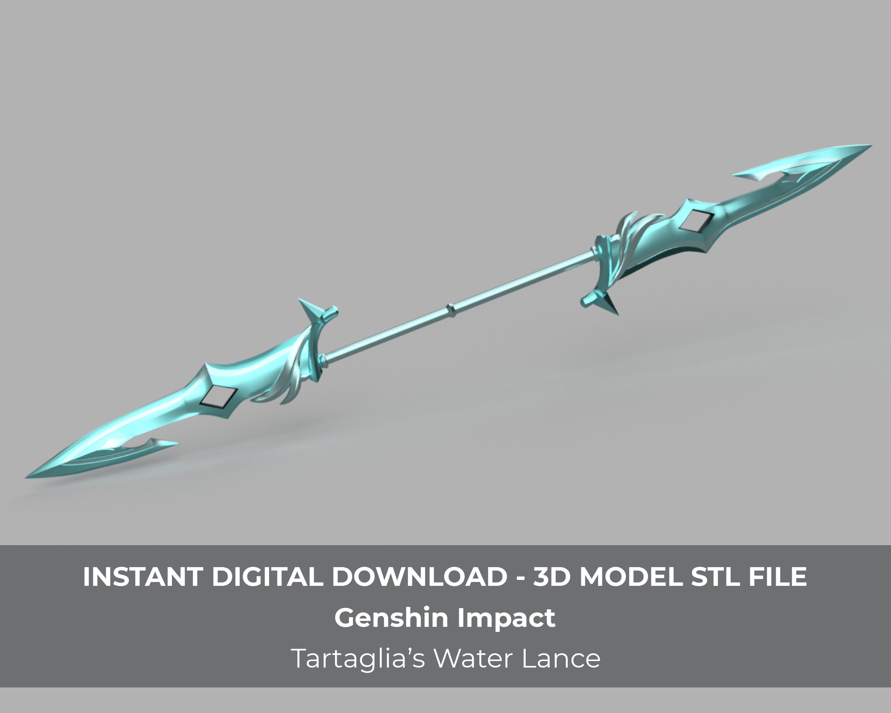 Genshin Impact Tartaglia Childe Water Lance Cosplay Sword 3D Model STL ...