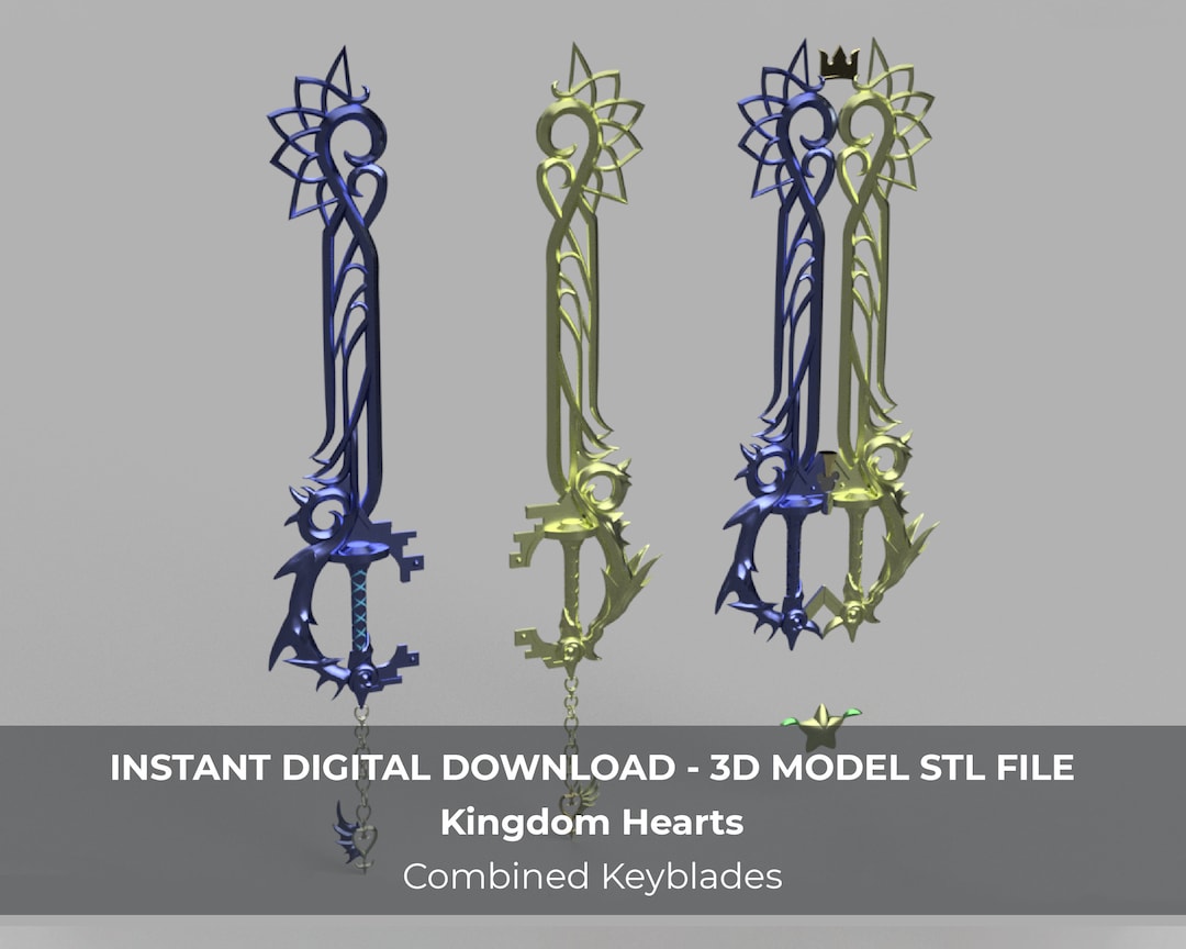 Kingdom Hearts Sora and Riku's Combined Keyblade 3D Model STL File - Etsy