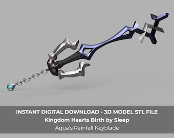 3d Printed Aqua's Rainfell Keyblade Kit / Keyblade Replica / Kingdom ...
