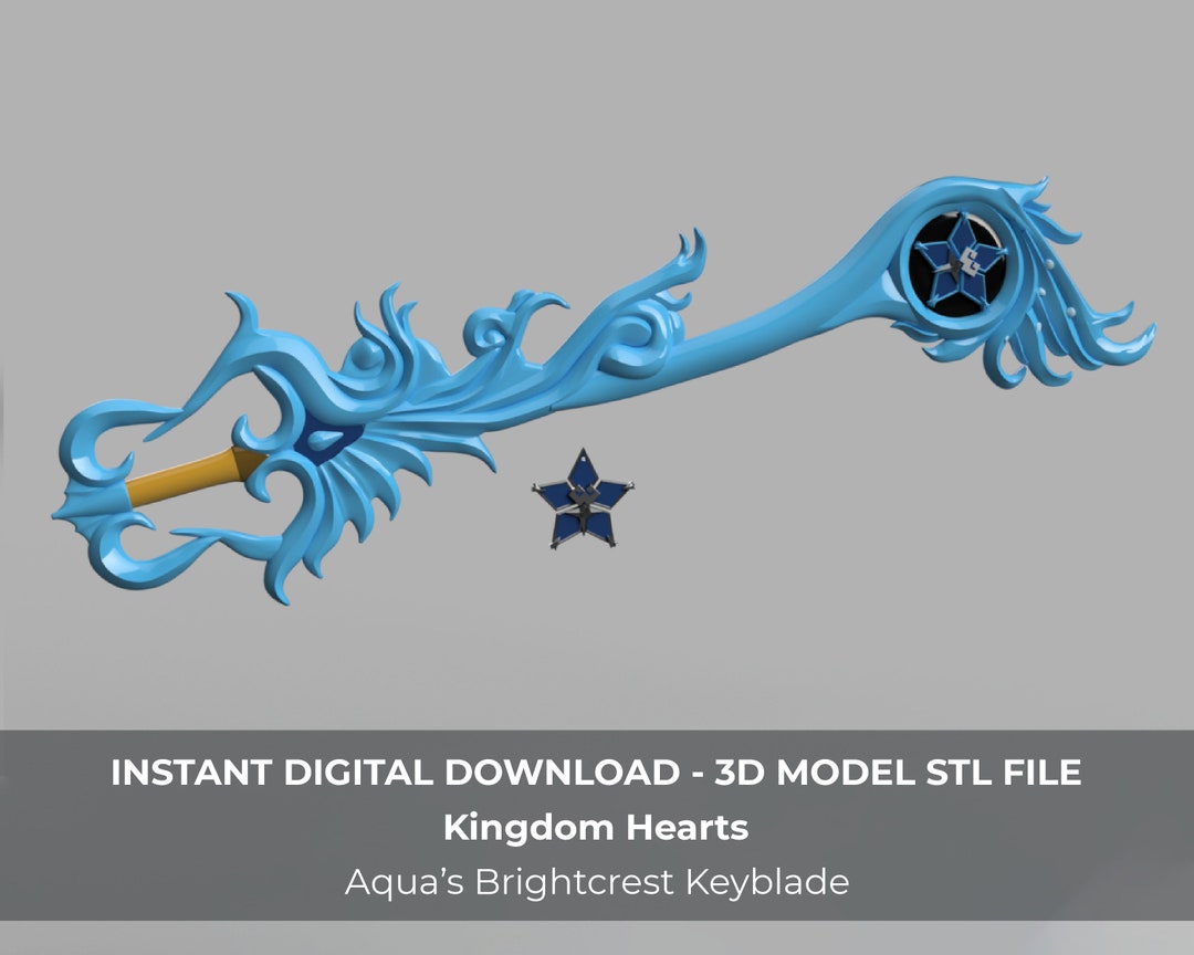 Kingdom Hearts - Aqua's Brightcrest Keyblade 3' Long 3D Model STL File ...