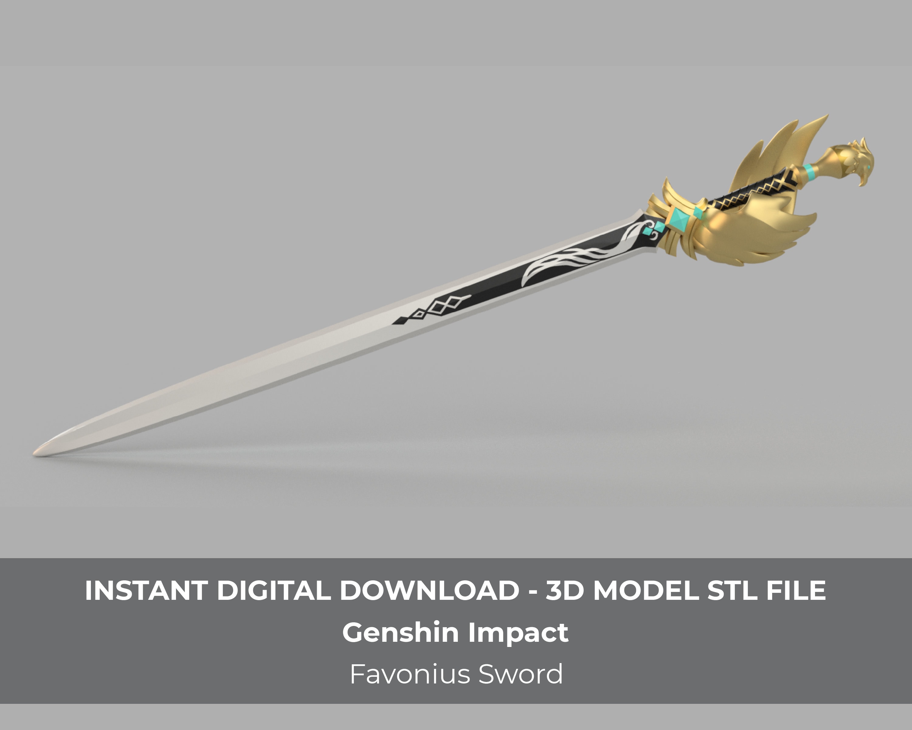Genshin Impact Favonius Sword Jean Cosplay Sword 3D Model for LEDS STL ...