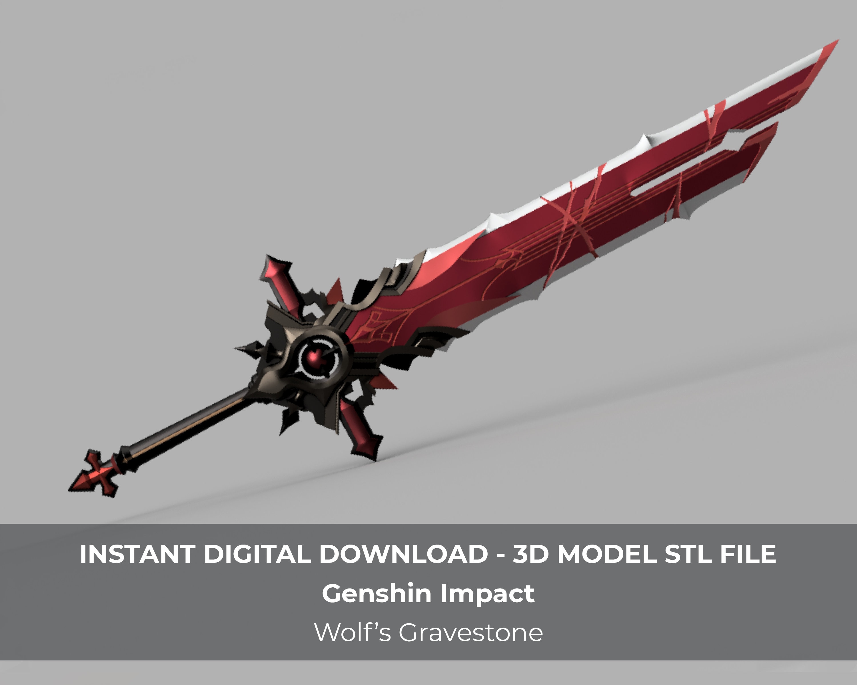 Genshin Impact Wolf's Gravestone Cosplay Sword 3D Model | Etsy